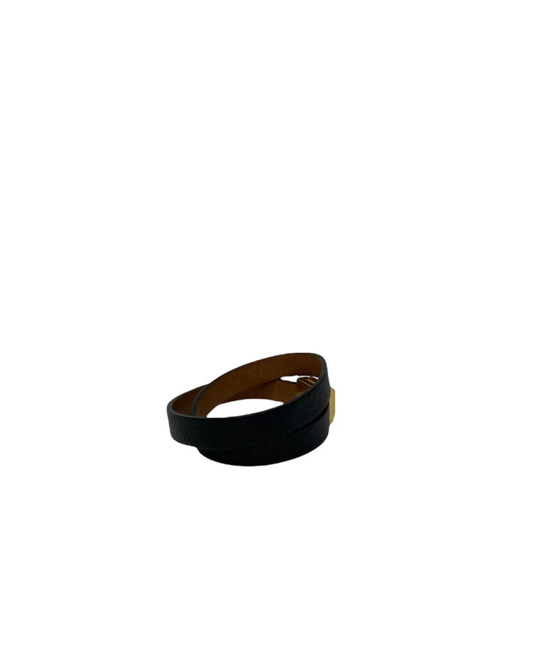 Hermès Black Leather Bracialet For Sale at 1stDibs