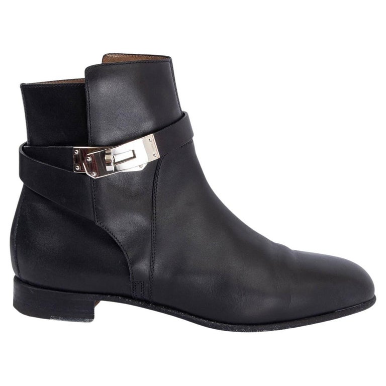 HERMES black leather NEO Flat Ankle Boots Shoes 36 For Sale at 1stDibs