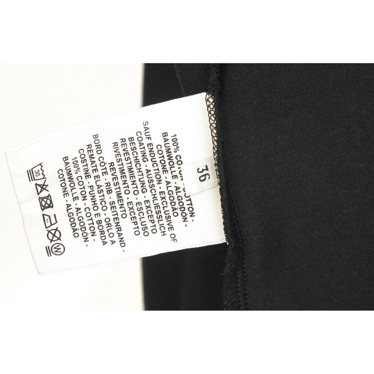 HERMES Black T-Shirt Top White CLIC CLAC Print Pocket Short Sleeve Crew ...