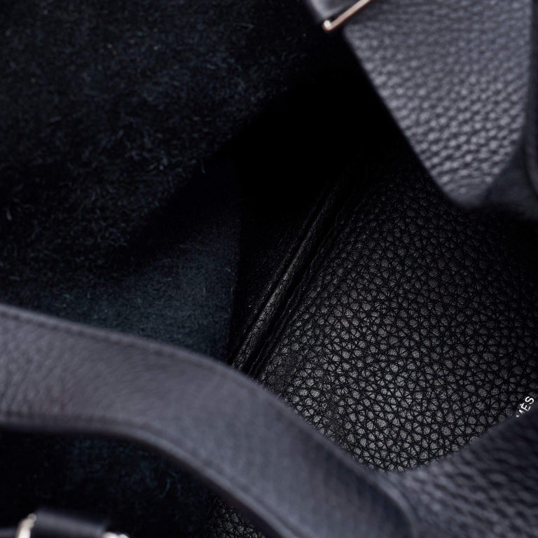 Hermes Black Taurillon Clemence Leather Palladium Finish Picotin Lock ...