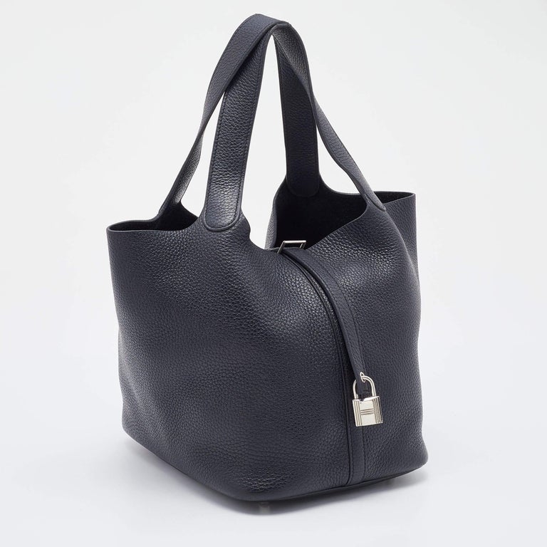 Hermes Black Taurillon Clemence Leather Palladium Finish Picotin Lock ...