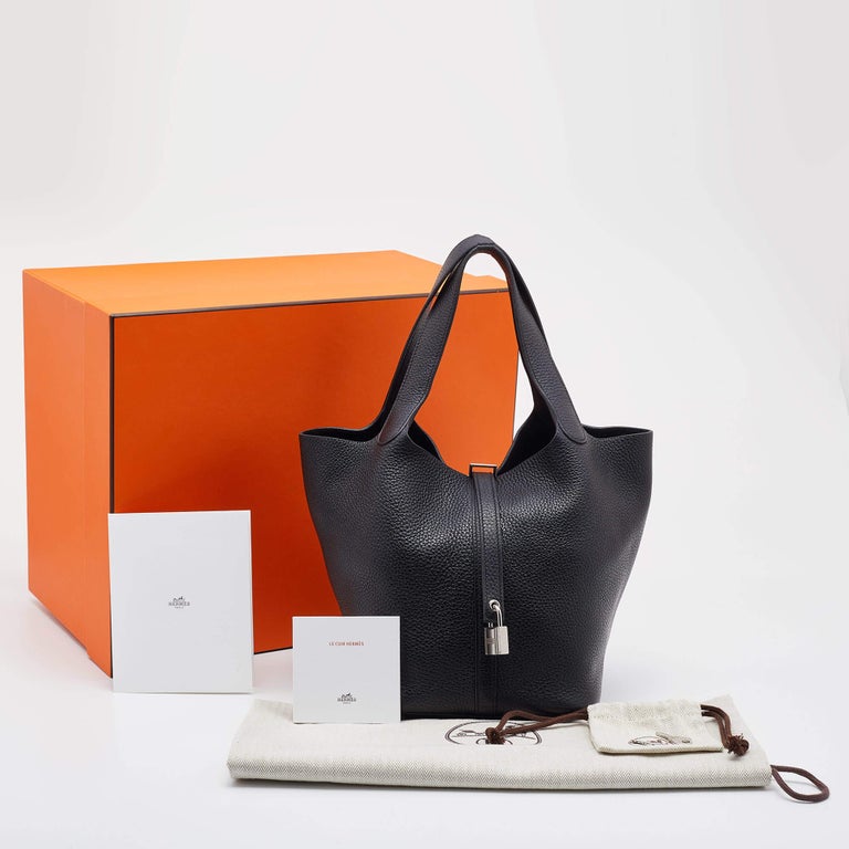 Hermes Black Taurillon Clemence Leather Palladium Finish Picotin Lock ...