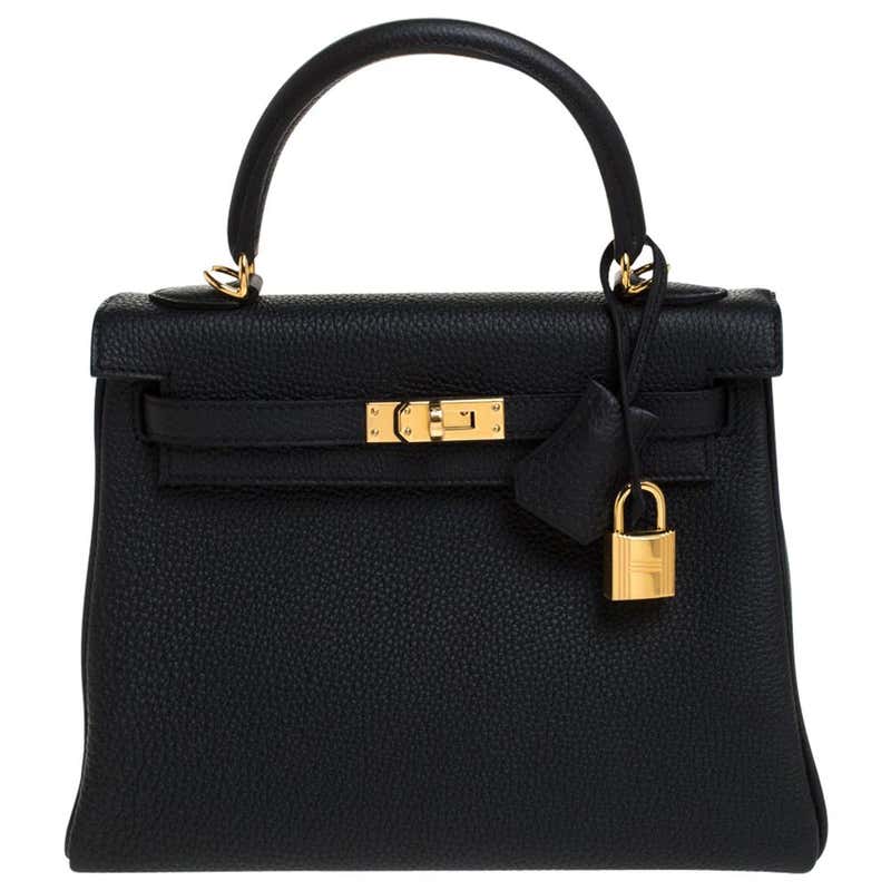 Hermes Black Togo Leather Gold Hardware Kelly Retourne 25 Bag For Sale hermes-black-togo-leather-gold-hardware-kelly-retourne-25-bag-for-sale