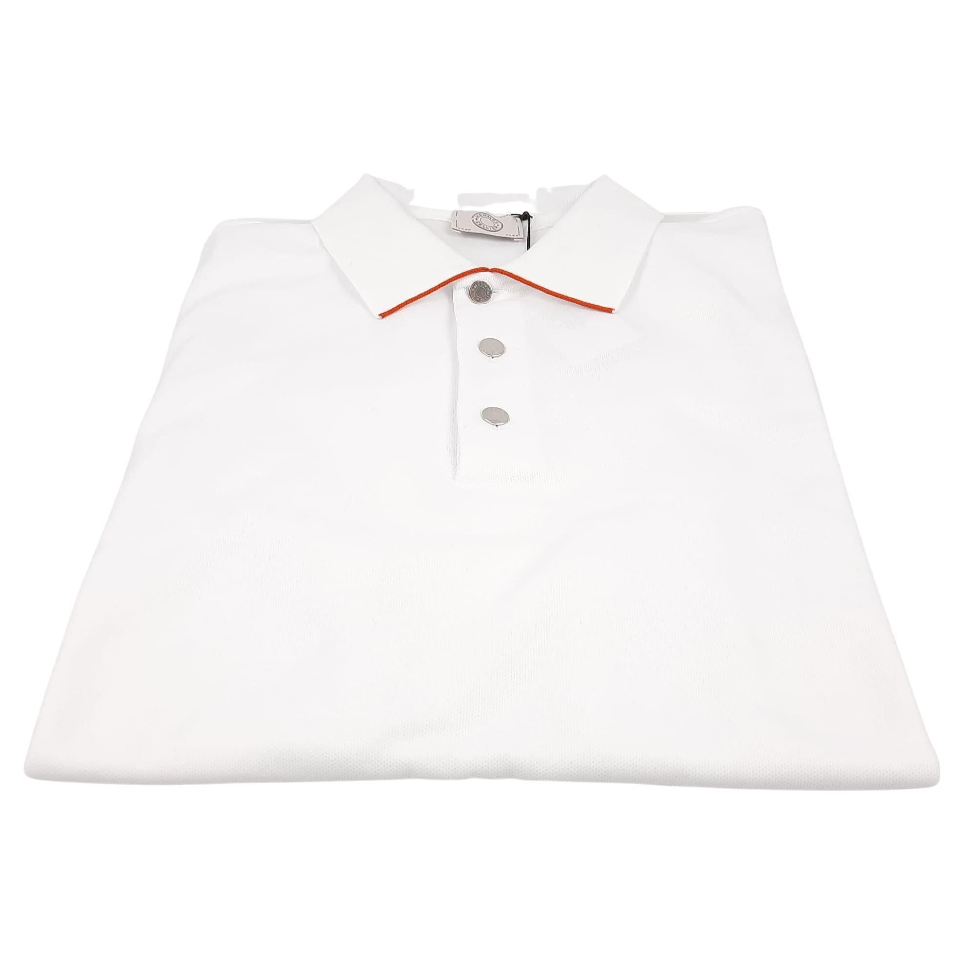 Hermes Blanc / Feu Double Game technical polo shirt For Sale at 1stDibs