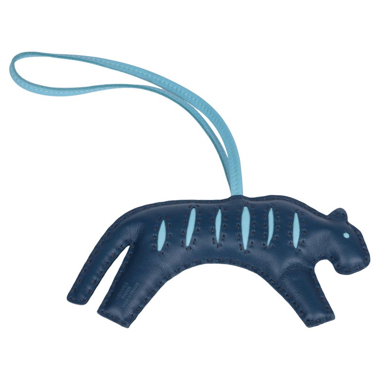 Hermès Bleu De Malte and Celeste Agneau Milo Leather Rooroo Charm For ...