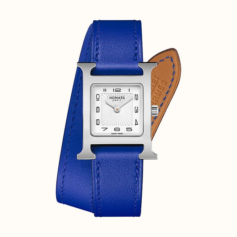 Hermés Bleu Électrique Heure H Watch Strap Double Tour, 21 x 21 mm ...