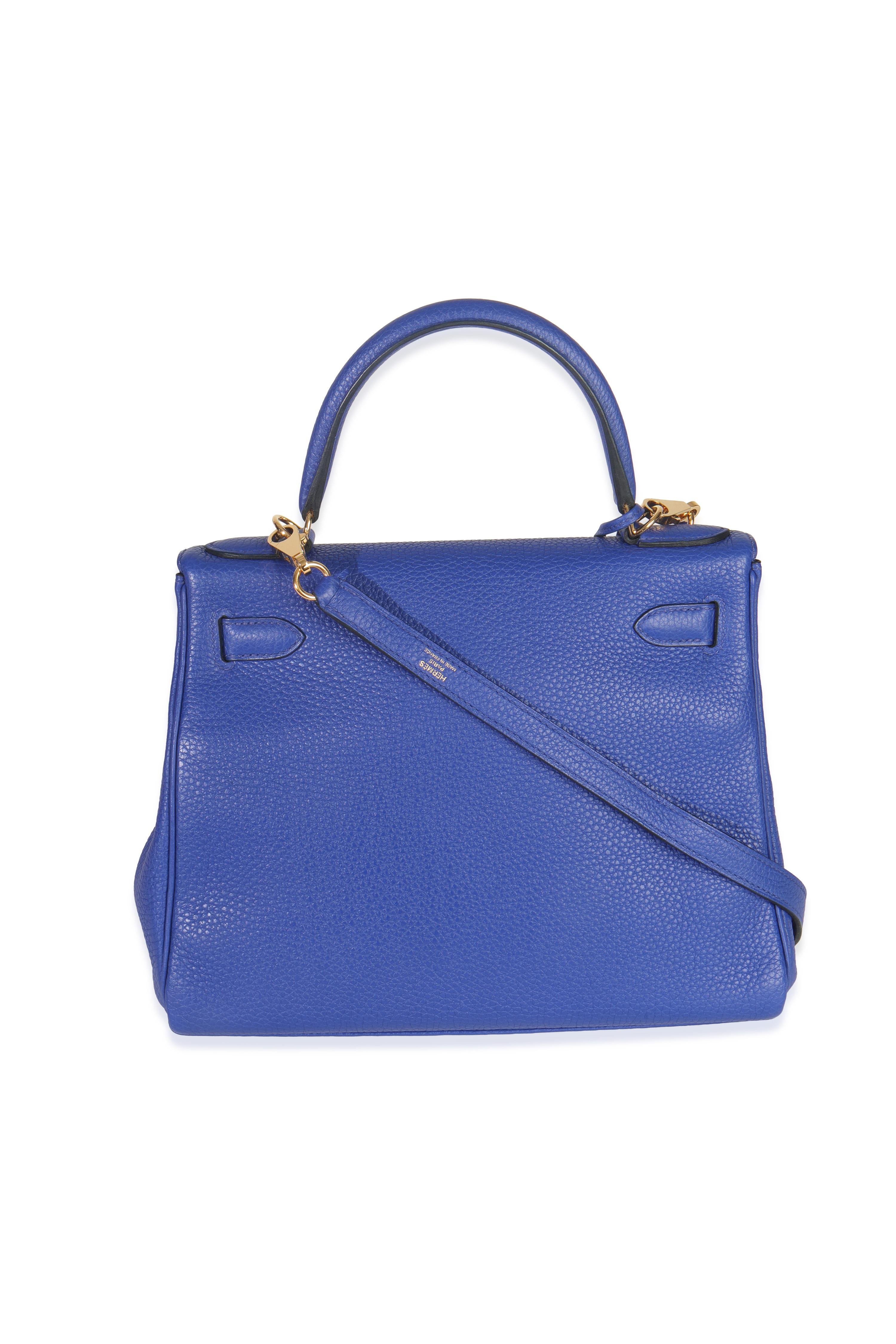Hermes Bleu Electrique Togo Retourne Kelly 28 GHW For Sale at 1stDibs