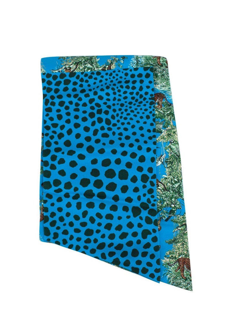 Hermes Bleu Gitane Silk Equateur Maxi Twilly at 1stDibs