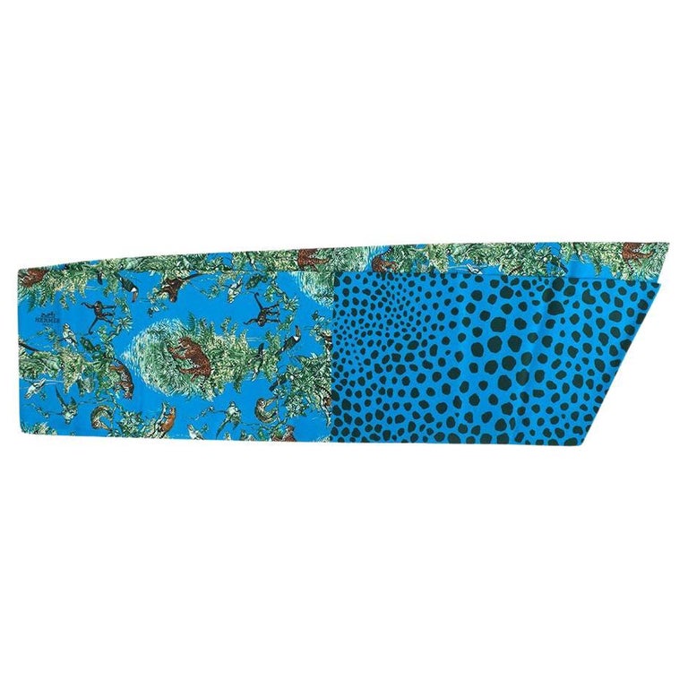 Hermes Bleu Gitane Silk Equateur Maxi Twilly at 1stDibs