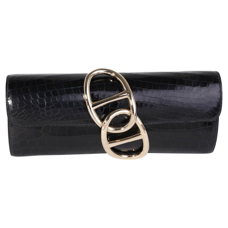 Hermès Bleu Indigo Crocodile Niloticus Egee Clutch PBHW For Sale at 1stDibs