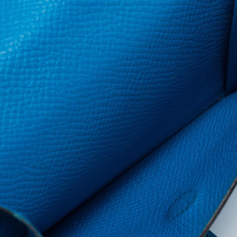 Hermes Bleu Izmir Epsom Leather Mini Bearn Wallet For Sale at 1stDibs
