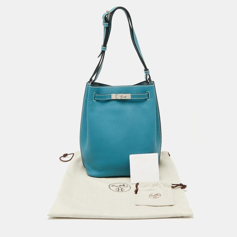 Hermes Bleu Jean Togo Leather So Kelly 22 Bag at 1stDibs