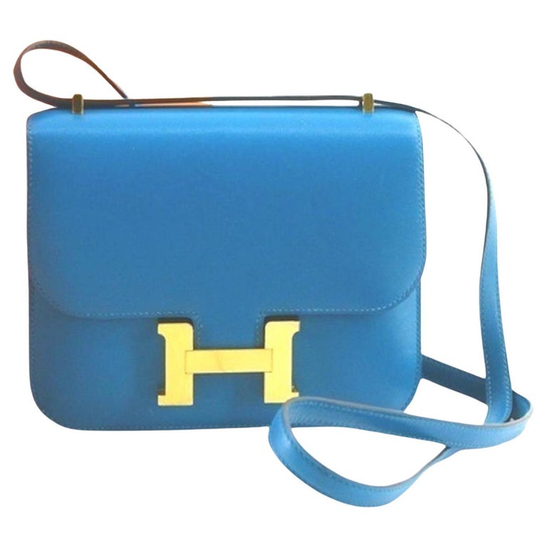 Hermes Bleu Zanzibar GHW Mini Constance Bag For Sale at 1stDibs