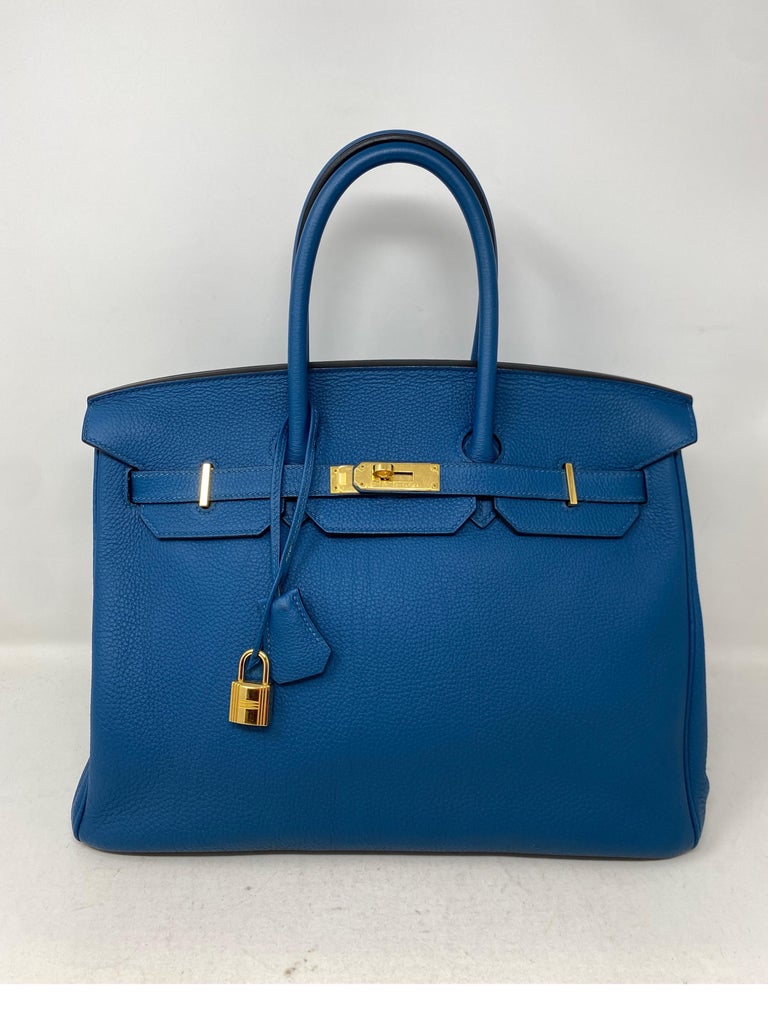 Hermes Blue Colvert Birkin 35 Bag at 1stDibs