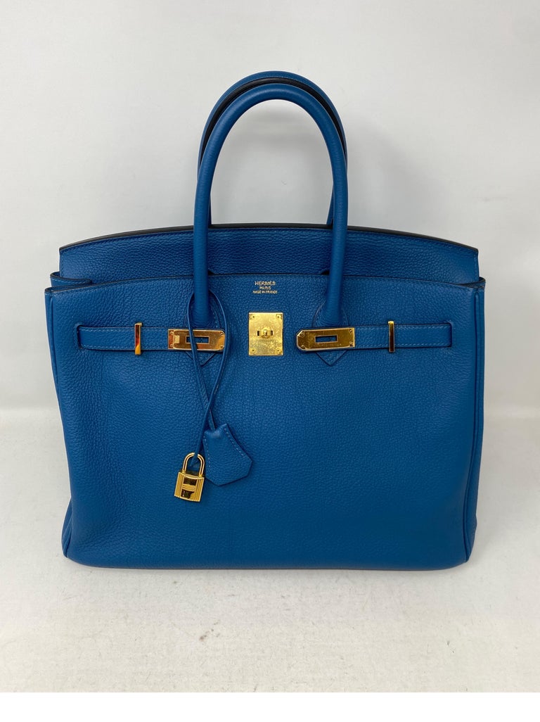 Hermes Blue Colvert Birkin 35 Bag at 1stDibs
