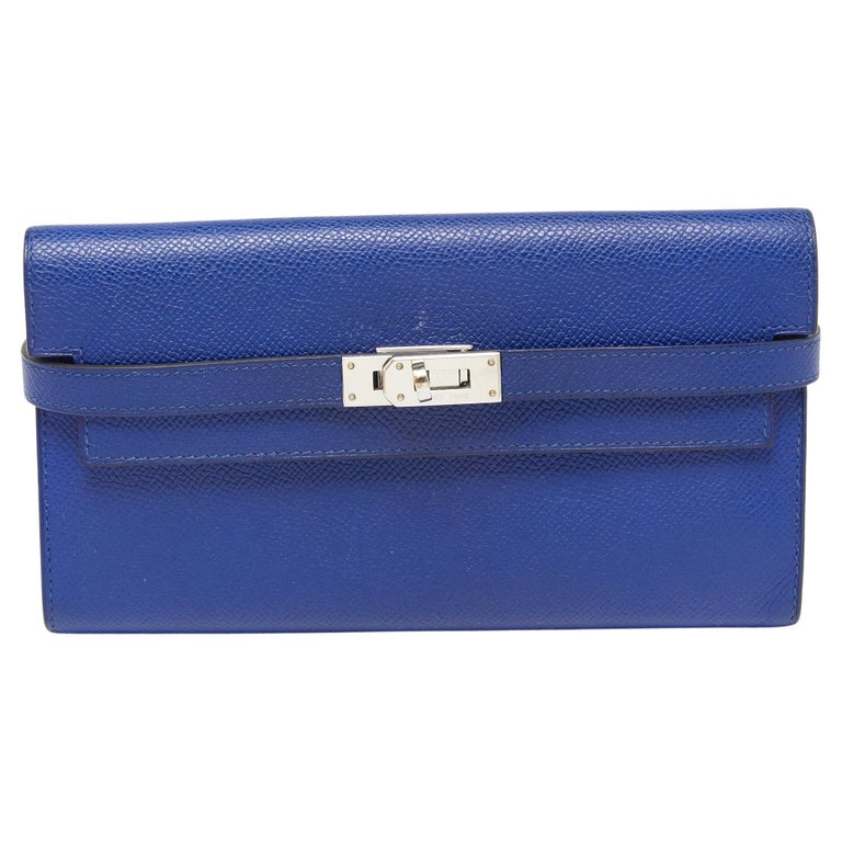 Hermes Blue Electric Epsom Leather Kelly Classic Wallet at 1stDibs
