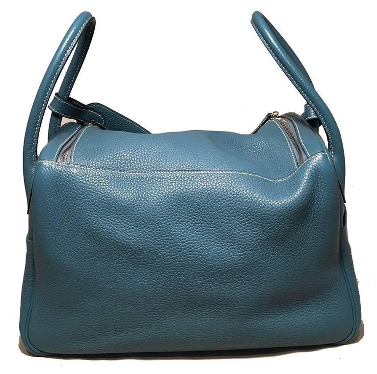 Hermes Blue Jean Clemence leather Lindy Bag For Sale at 1stDibs ...