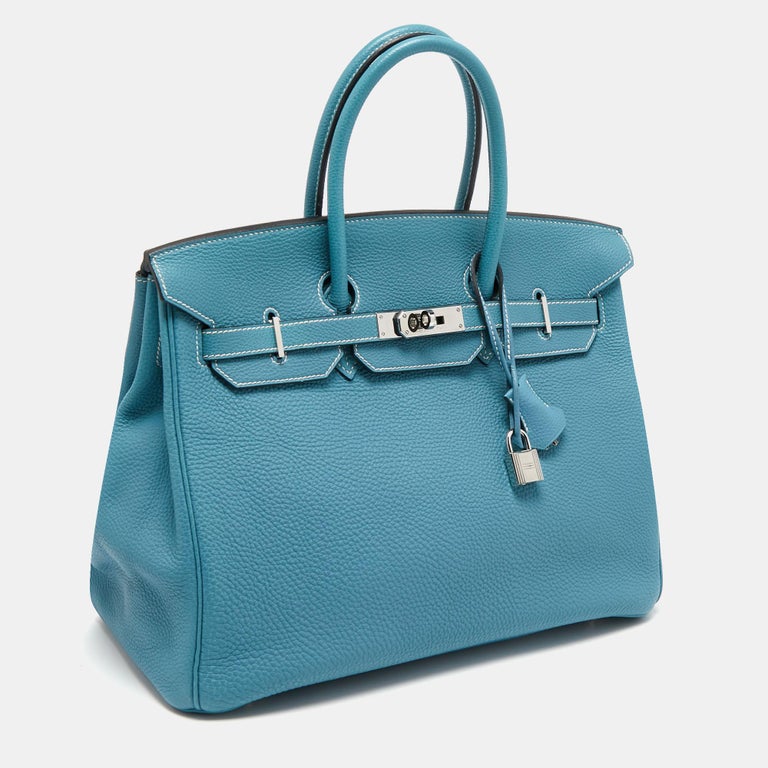 Hermes Blue Jean Epsom Leather Palladium Finish Birkin 35 Bag For Sale ...