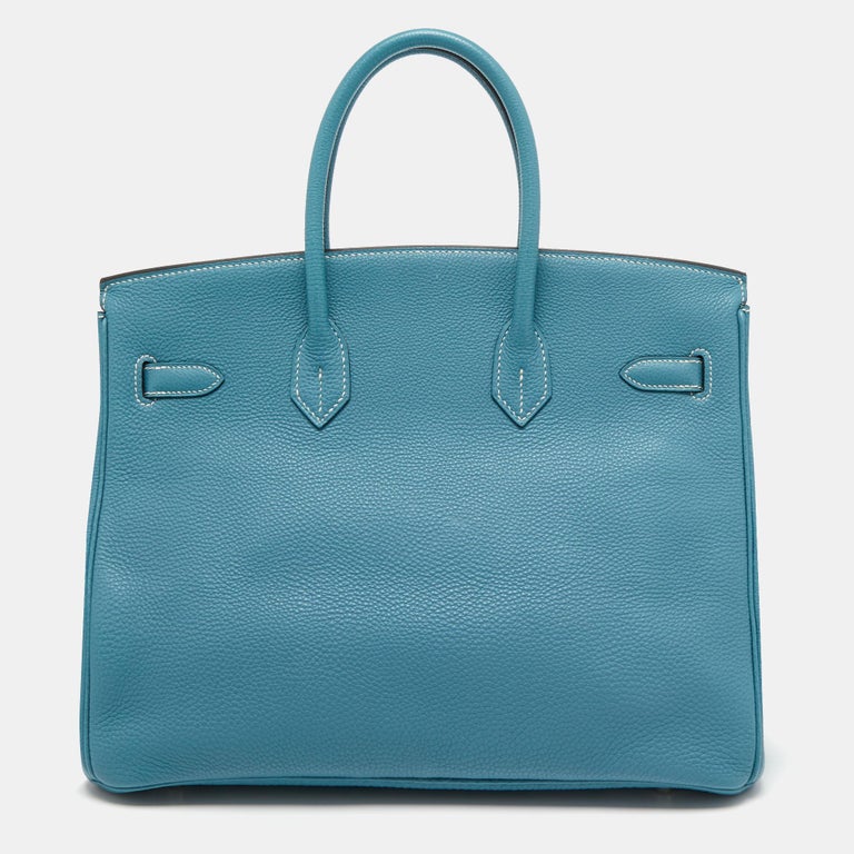 Hermes Blue Jean Epsom Leather Palladium Finish Birkin 35 Bag For Sale ...