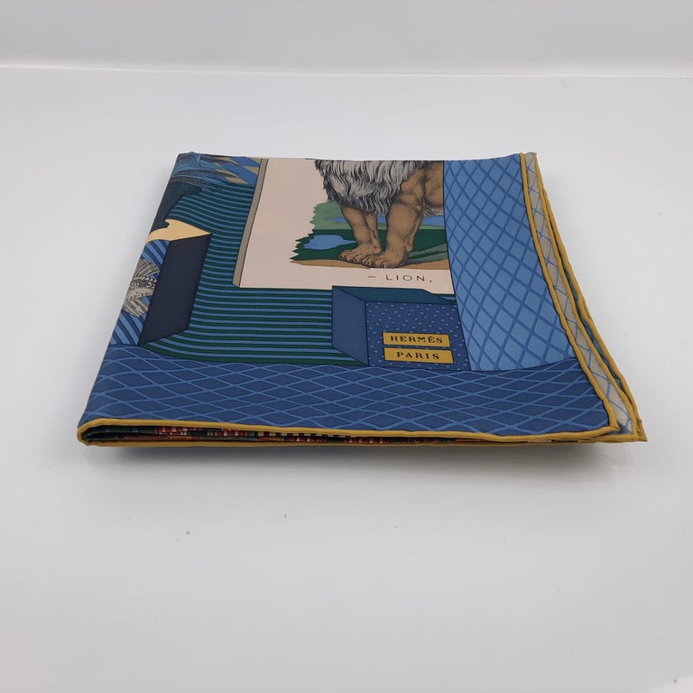 Hermes Blue Jean / Green / Mustard Square 90 Grand Theater New For Sale ...