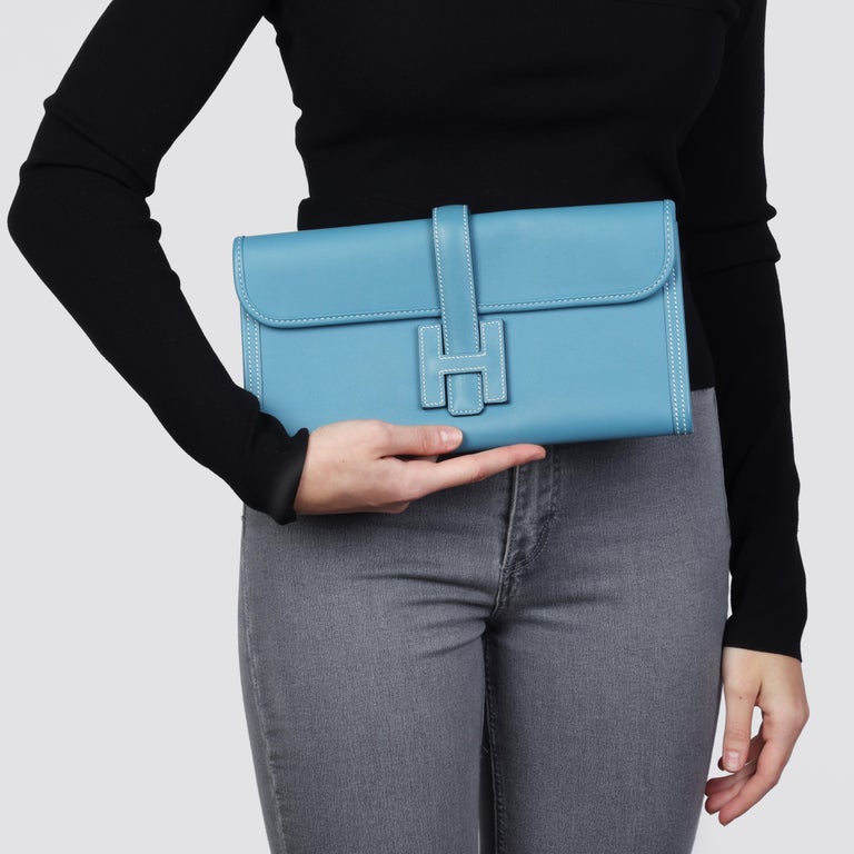 Hermès Blue Jean Swift Leather Jige Elan 29 For Sale at 1stDibs