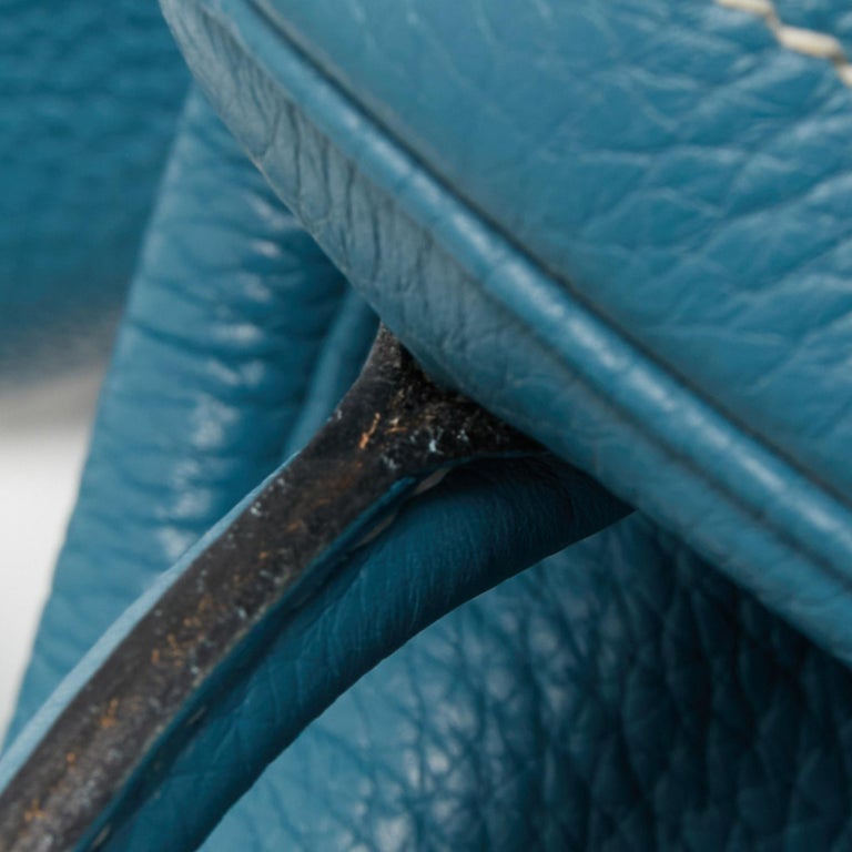 Hermes Blue Jean Taurillon Clemence Leather Palladium Finish Lindy 30 ...