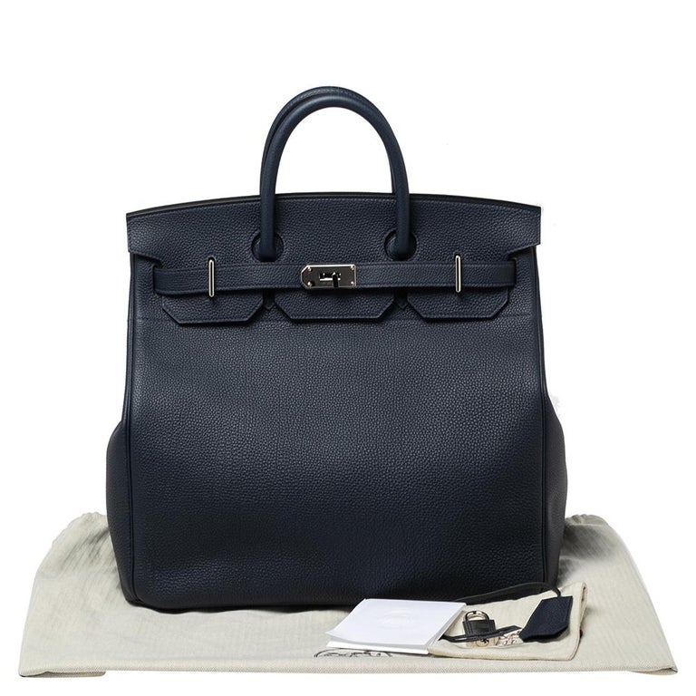 Hermes Blue Nuit Togo Leather Palladium Plated HAC Birkin 40 Bag at 1stDibs