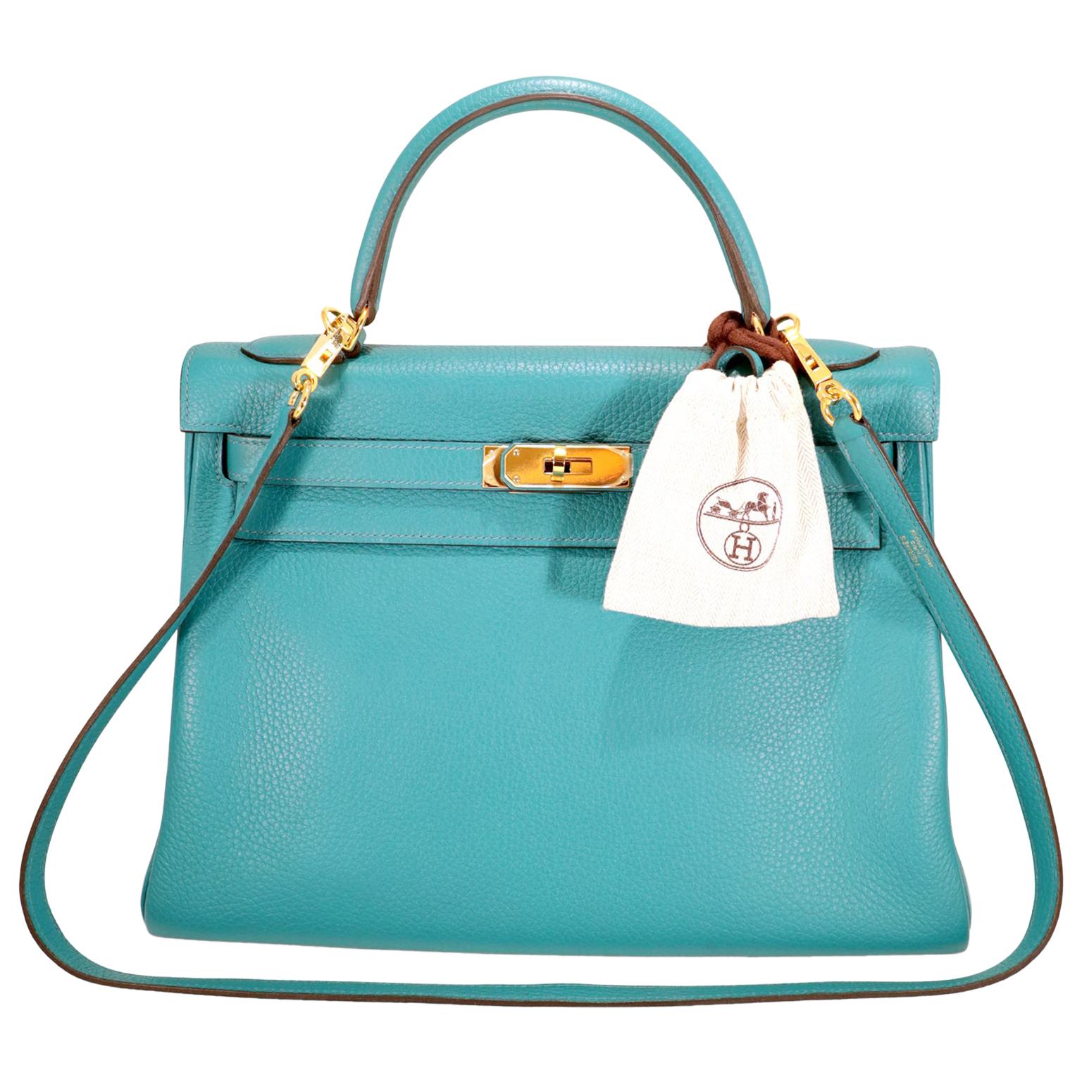 Hermès Blue Paon Togo 32 cm Kelly Bag For Sale at 1stDibs | blue paon ...