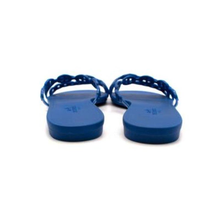 Hermes Blue Rubber Rivage Sandals For Sale at 1stDibs