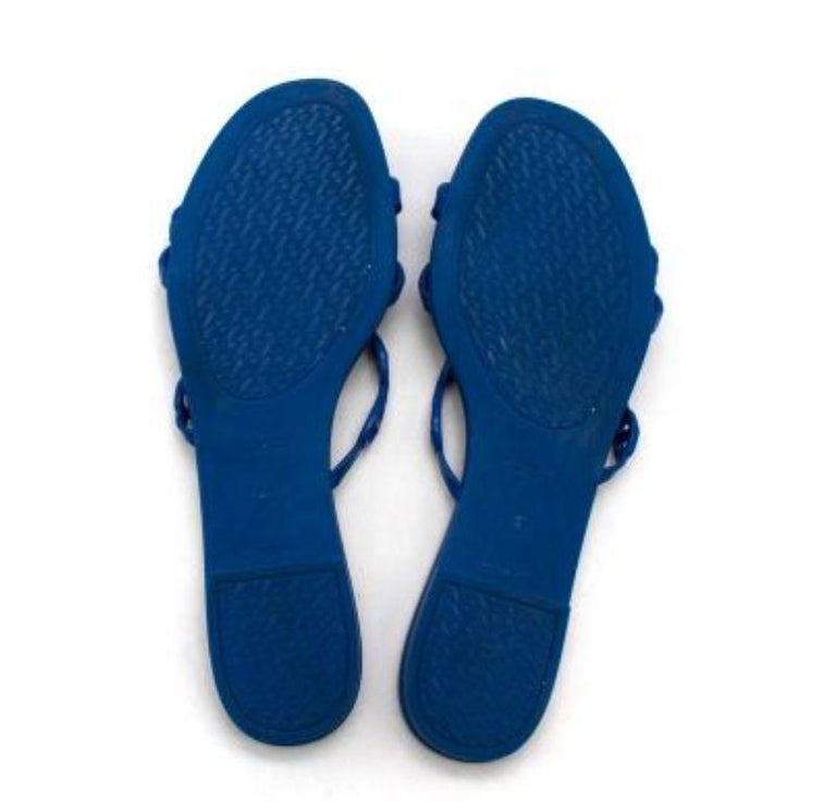 Hermes Blue Rubber Rivage Sandals For Sale at 1stDibs