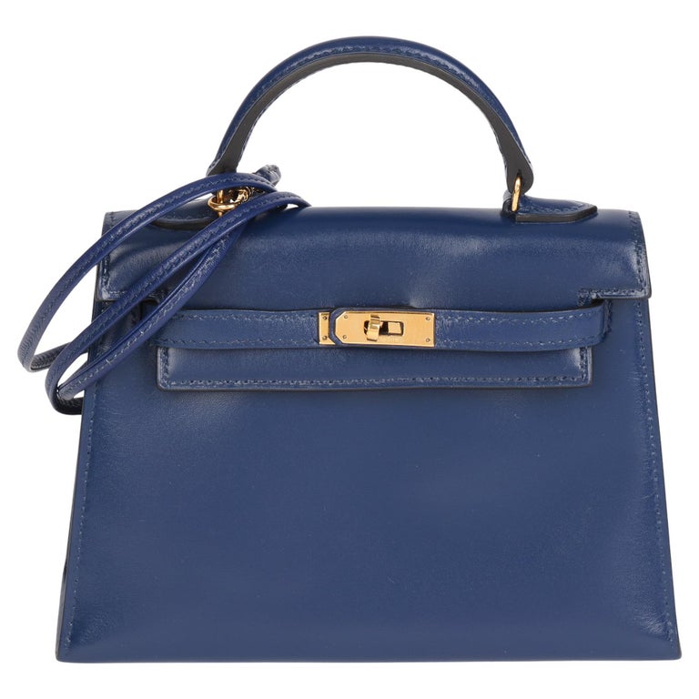 Hermès BLUE SAPHIR BOX CALF LEATHER VINTAGE KELLY 15CM SELLIER at 1stDibs