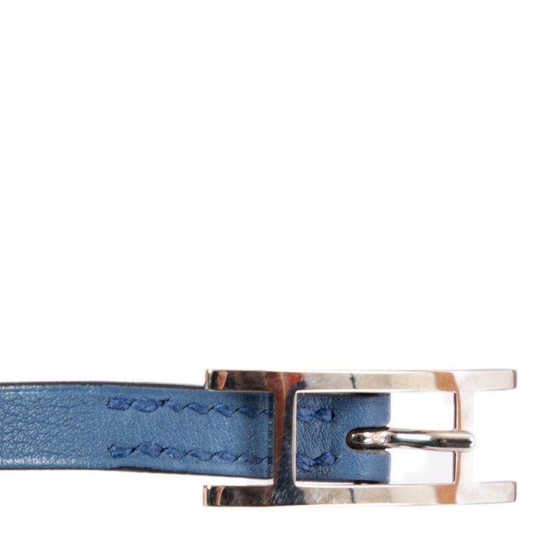 HERMES blue Swift leather HAPI 3 WRAP Bracelet For Sale at 1stDibs