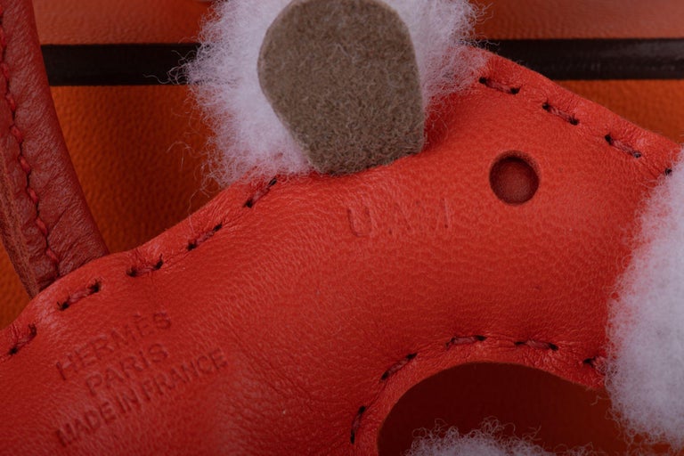 Hermès BNIB Orange Shearling Dog Charm For Sale at 1stDibs