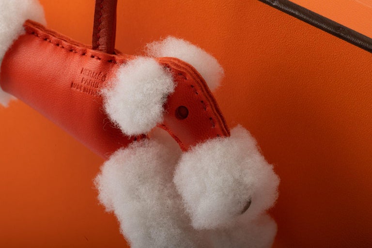 Hermès BNIB Orange Shearling Dog Charm For Sale at 1stDibs