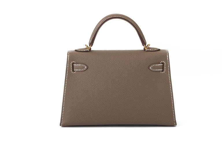 Hermès BNIB Rare Mini Kelly 20 Etoupe For Sale at 1stDibs