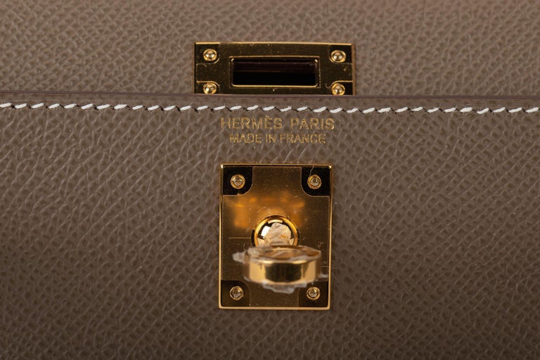 Hermès BNIB Rare Mini Kelly 20 Etoupe For Sale at 1stDibs