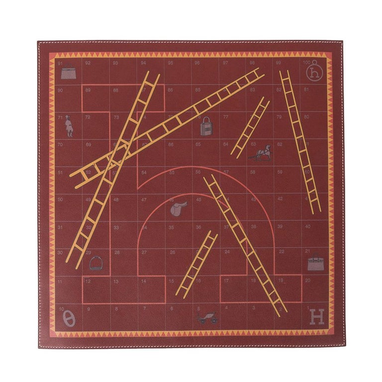 Hermes Board Game Leather Padlocks Take on Snakes and Ladders Very Rare ...