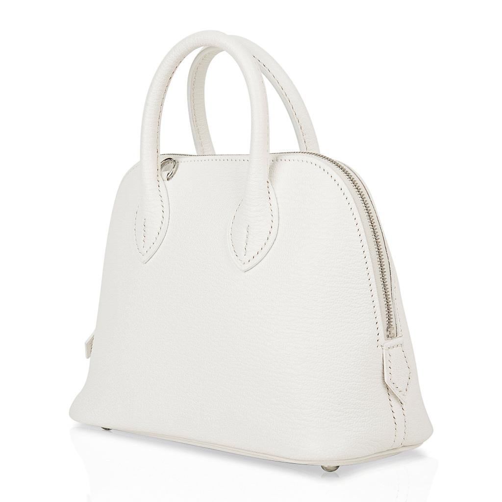 Hermes Bolide 1923 Mini Bag White Chevre Leather Palladium Hardware at ...