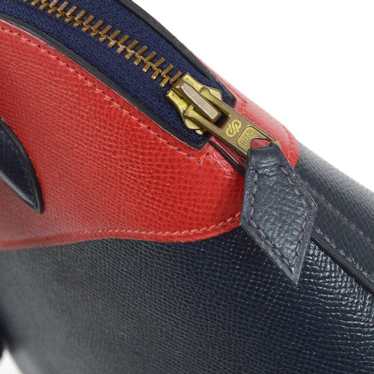 HERMES Bolide 27 Mini Small Red Blue Couchevel Leather Top Handle ...