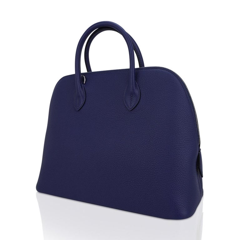 Hermes Bolide 31 Bleu Saphir Novillo Leather Palladium Hardware at 1stDibs