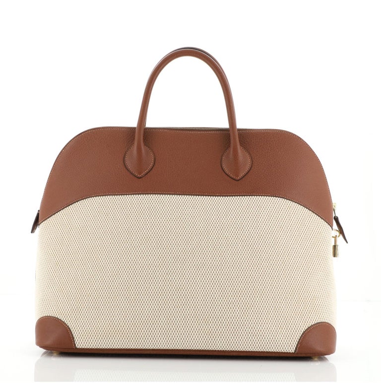 Hermes Bolide Bag Canvas with Leather 45 at 1stDibs