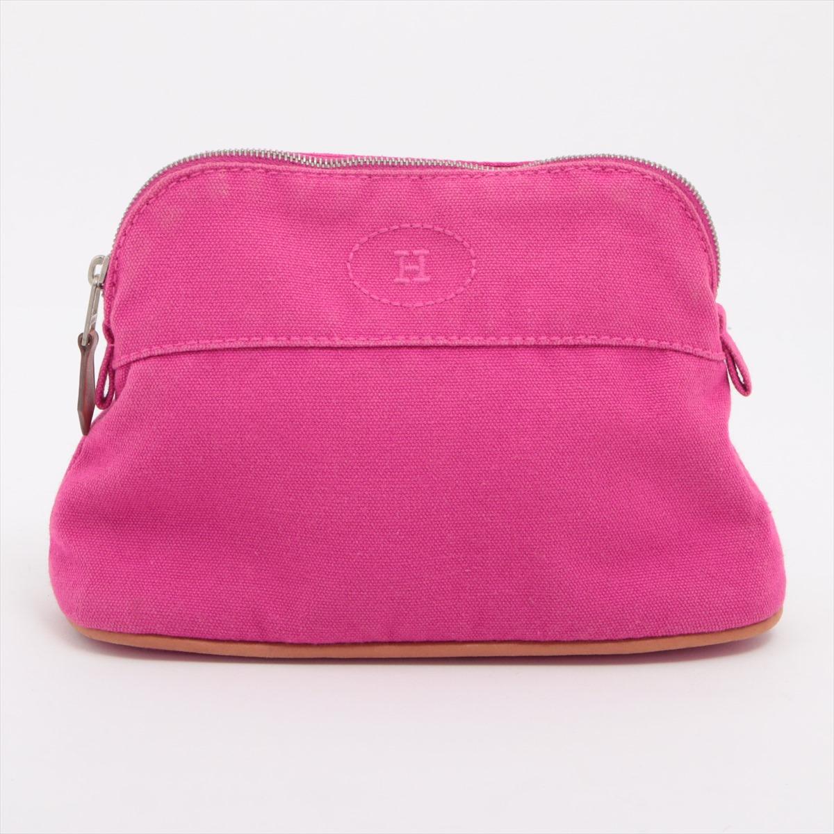 Hermès Bolide Pouch PM Canvas Pouch Pink For Sale at 1stDibs