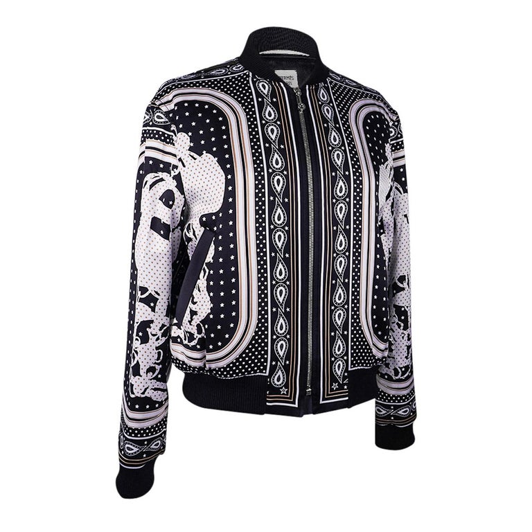 Hermes Bomber Brides de Gala Bandana Jacket Black / White 40 / 6 For ...