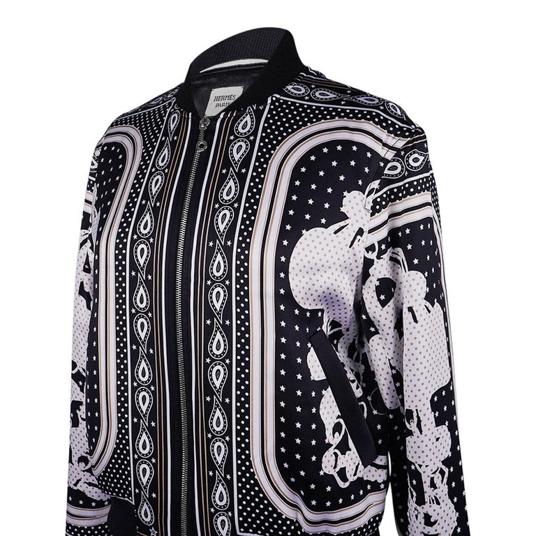 Hermes Bomber Brides de Gala Bandana Jacket Black / White 40 / 6 For ...