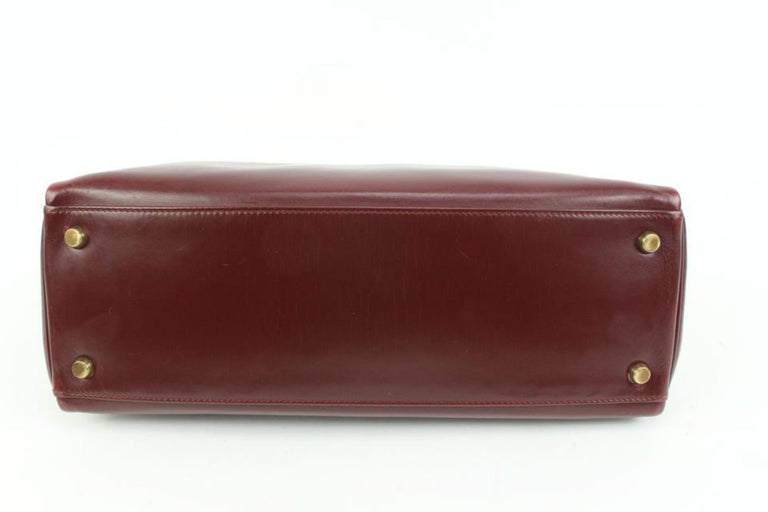 HermèS Bordeaux Dark Red Burgundy Box Calf Kelly 32 S331h47 For Sale at ...