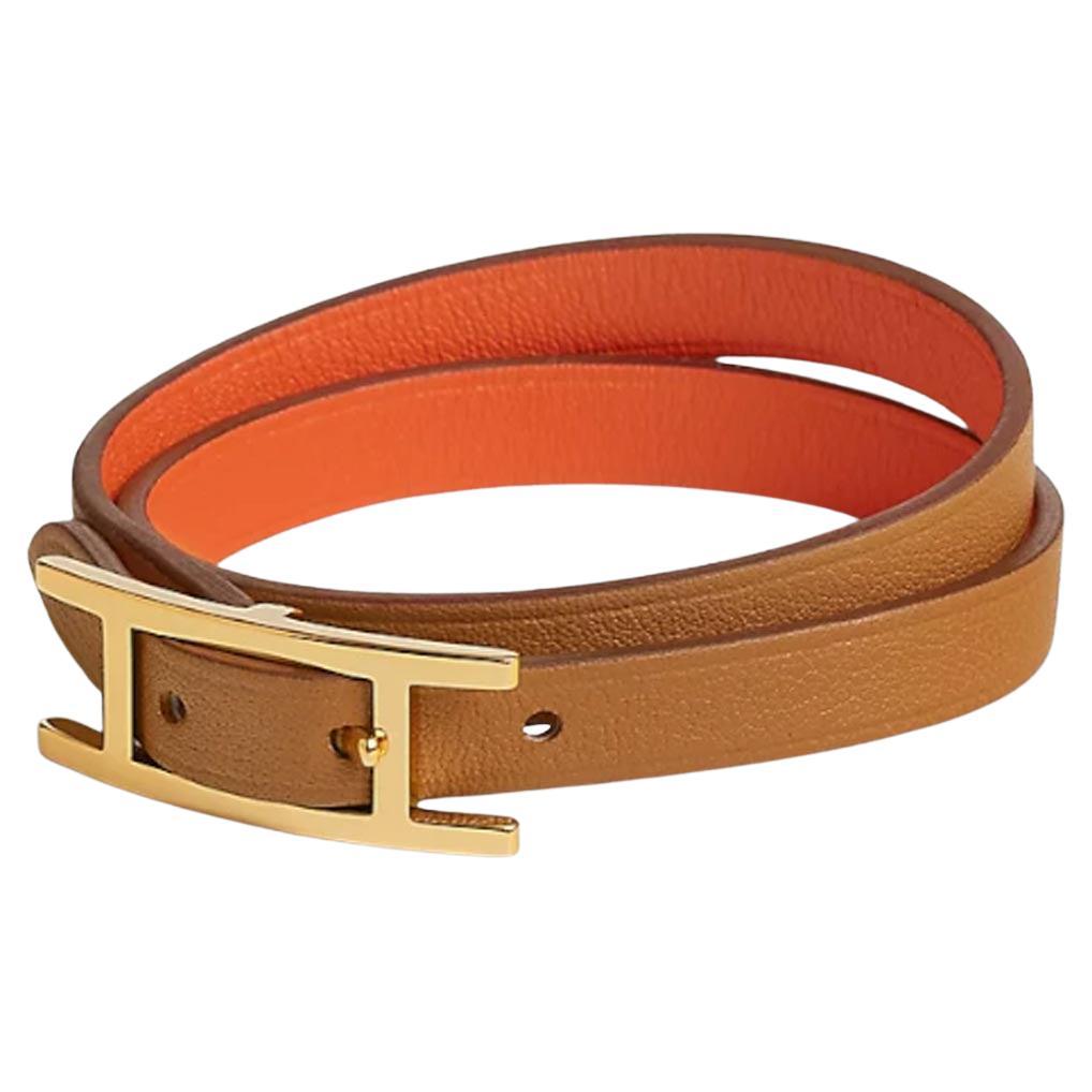 Hermes Bracelet Behapi Double Tour Gold / Orange Size T2 15.5cm For ...