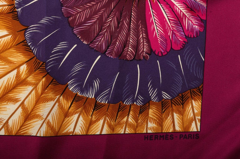 Hermès Brazil Purple Silk Scarf For Sale at 1stDibs