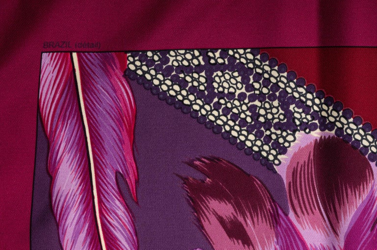 Hermès Brazil Purple Silk Scarf For Sale at 1stDibs