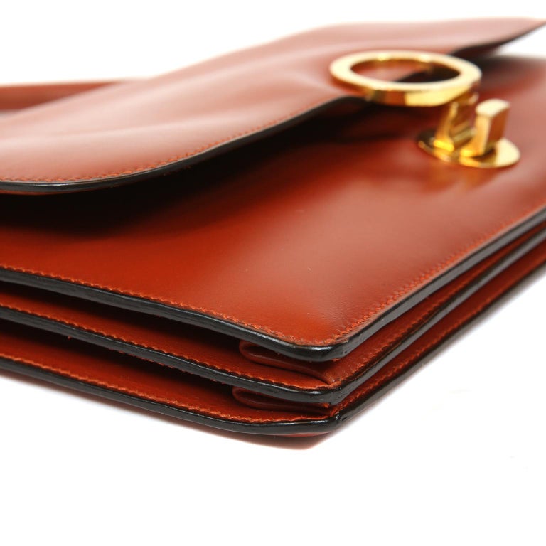 Hermès Rust Box Calf Vintage Lydia Handbag For Sale at 1stDibs