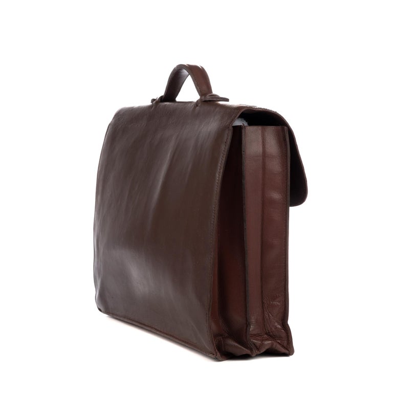 Hermes Brown Box Leather Briefcase at 1stDibs